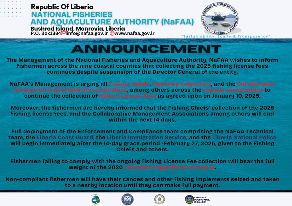 The management of the National Fisheries and Aquaculture Authority ...